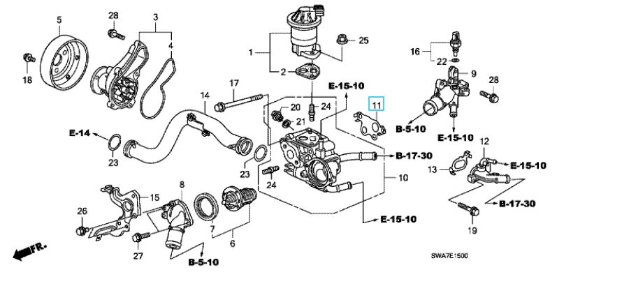 Honda CR-V Petrol 2008-2012 Thermostat Housing Gasket | Honda Direct Parts