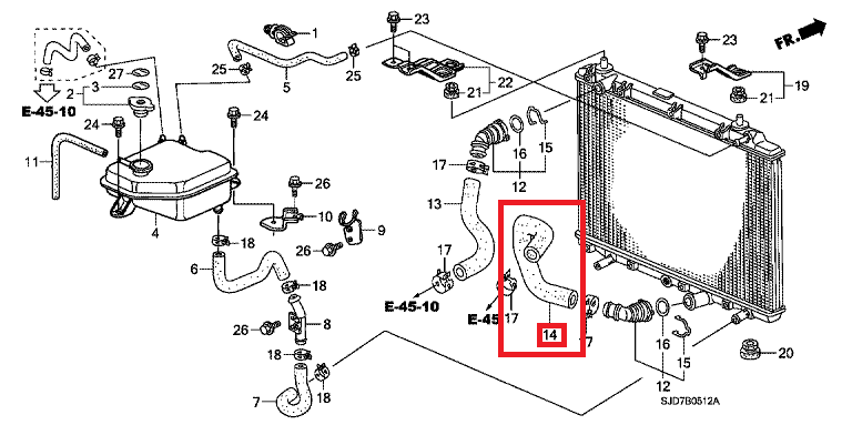 Honda FR-V Lower Radiator Hose | Honda Direct Parts