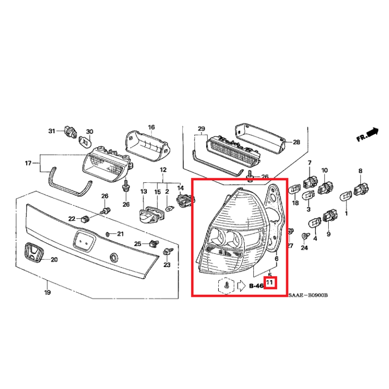 Honda Jazz 2002-2008 Nearside Rear Light | Honda Direct Parts