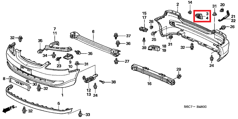 Honda Civic 2001-2005 Nearside Rear Reflector | Honda Direct Parts