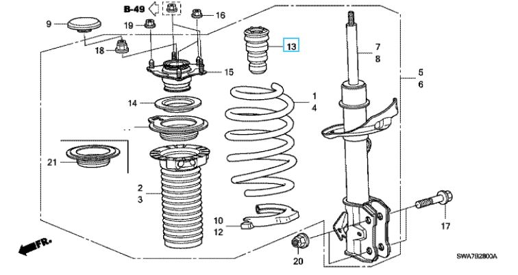 Honda CR-V 2008-2012 Front Shock Absorber Bump Stop | Honda Direct Parts