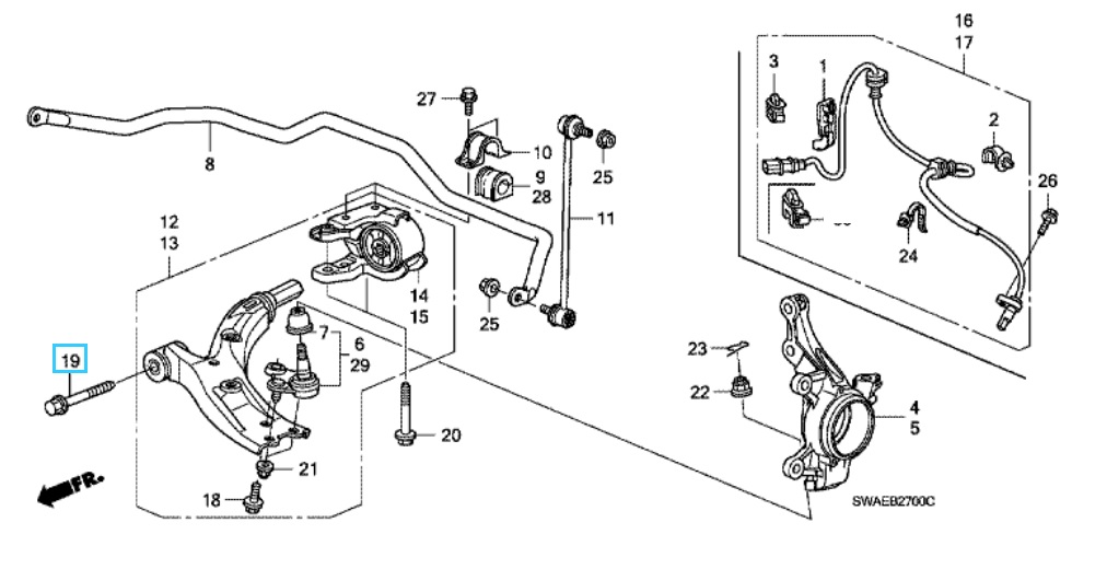 Honda CR-V 2007-2012 Civic 2012-2016 Front Lower Arm Front Bolt | Honda ...