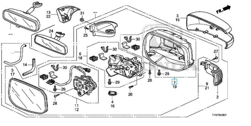 Honda Jazz 2012-2015 Offside Mirror Housing Set | Honda Direct Parts