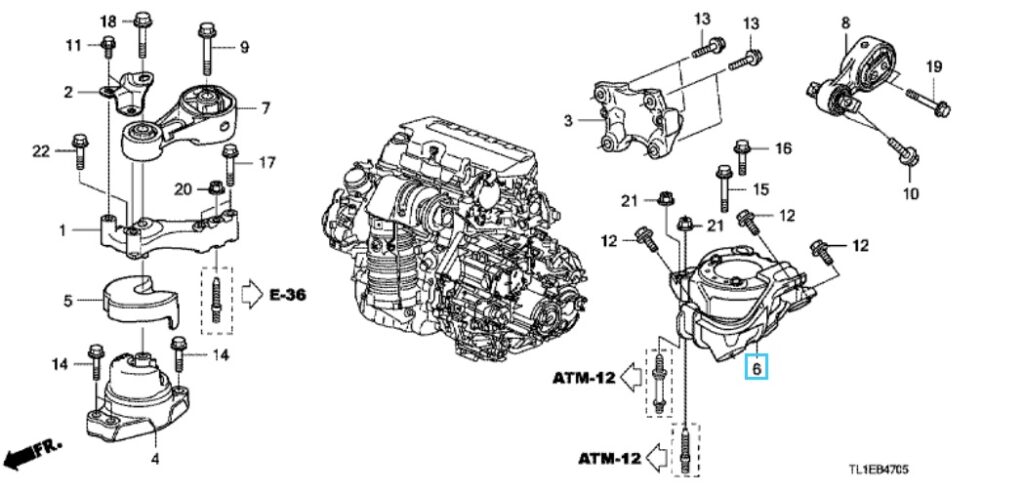 Honda Accord 2009-2015 Lower Transmission Mount | Honda Direct Parts