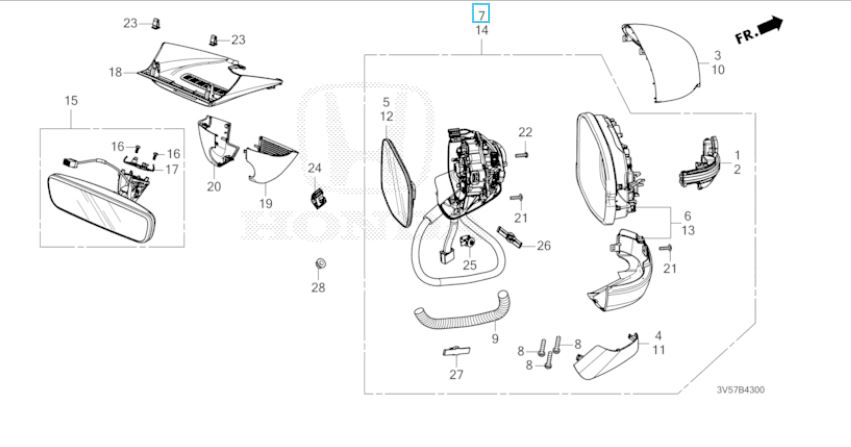 Honda ZR-V 2023-2024 Offside Mirror Unit | Honda Direct Parts