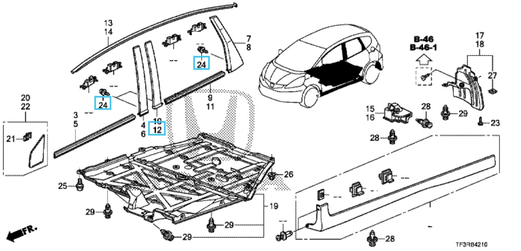 Honda Jazz 2009-2015 NSR Door Front Pillar Trim | Honda Direct Parts
