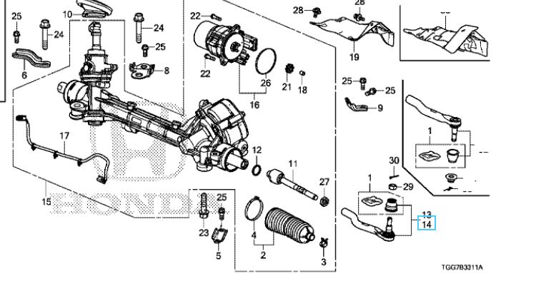 Honda Civic 2017-2021 Nearside Track Rod End | Honda Direct Parts