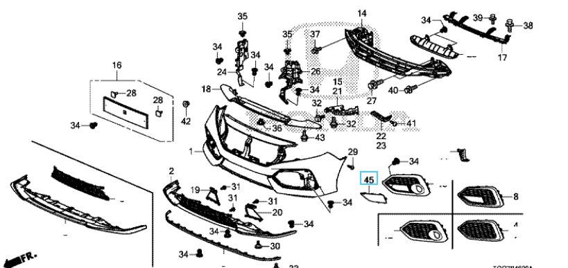 Honda Civic SE 2017-2019 Front Bumper Radar Cover | Honda Direct Parts