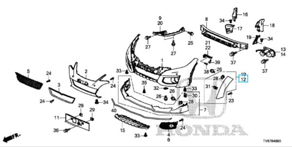 Honda Civic Type R 2015-2016 NSF Bumper Side Garnish | Honda Direct Parts