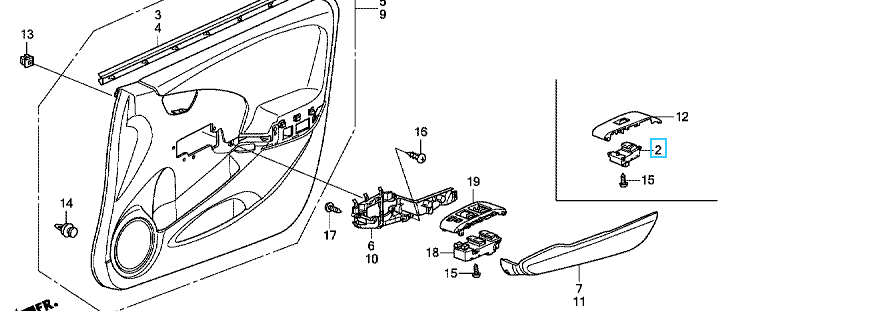 Honda Jazz + Hybrid 2009-2015 LH Window Switch | Honda Direct Parts