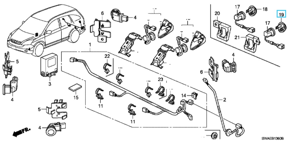 Honda CR-V EX 2010-2011 NSR Inner Parking Sensor Surround | Honda ...