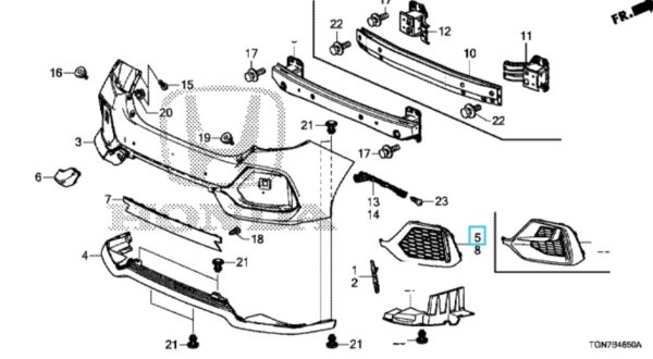 Honda Civic 2020-2021 Offside Rear Bumper Garnish | Honda Direct Parts